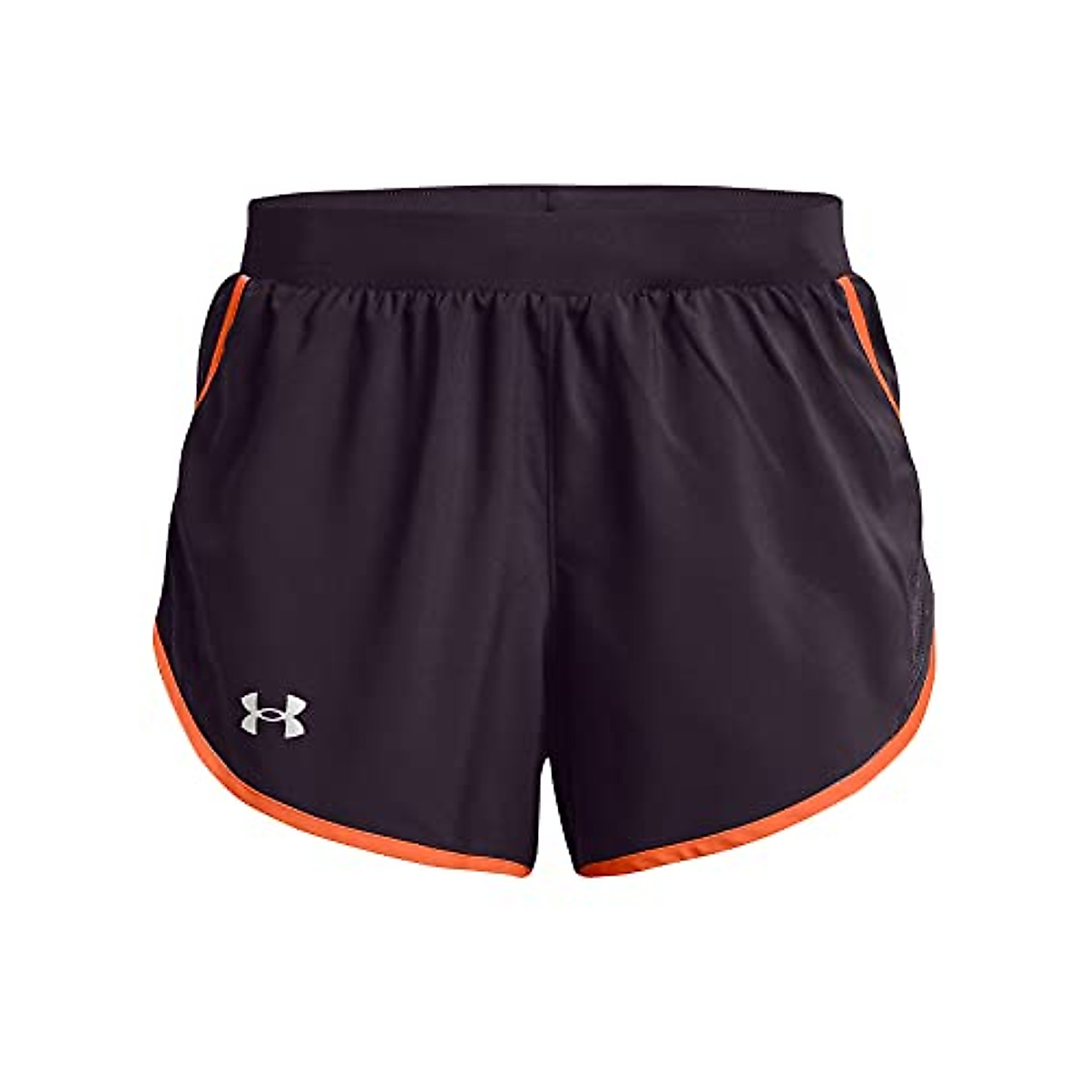 Under Armour womens Fly By 2.0 Running Shorts , (541) Tux Purple / Orange Blast / Rebel Pink , Small