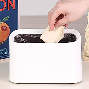 Sheebo Modern Modern Open Top Mini Trash Can Wastebasket Dispenser for Bathroom Vanity, Desktop, Tabletop or Coffee Table - Dispose of Cotton Rounds, Makeup Sponges, Tissues; 2 Liter (Rectangle -