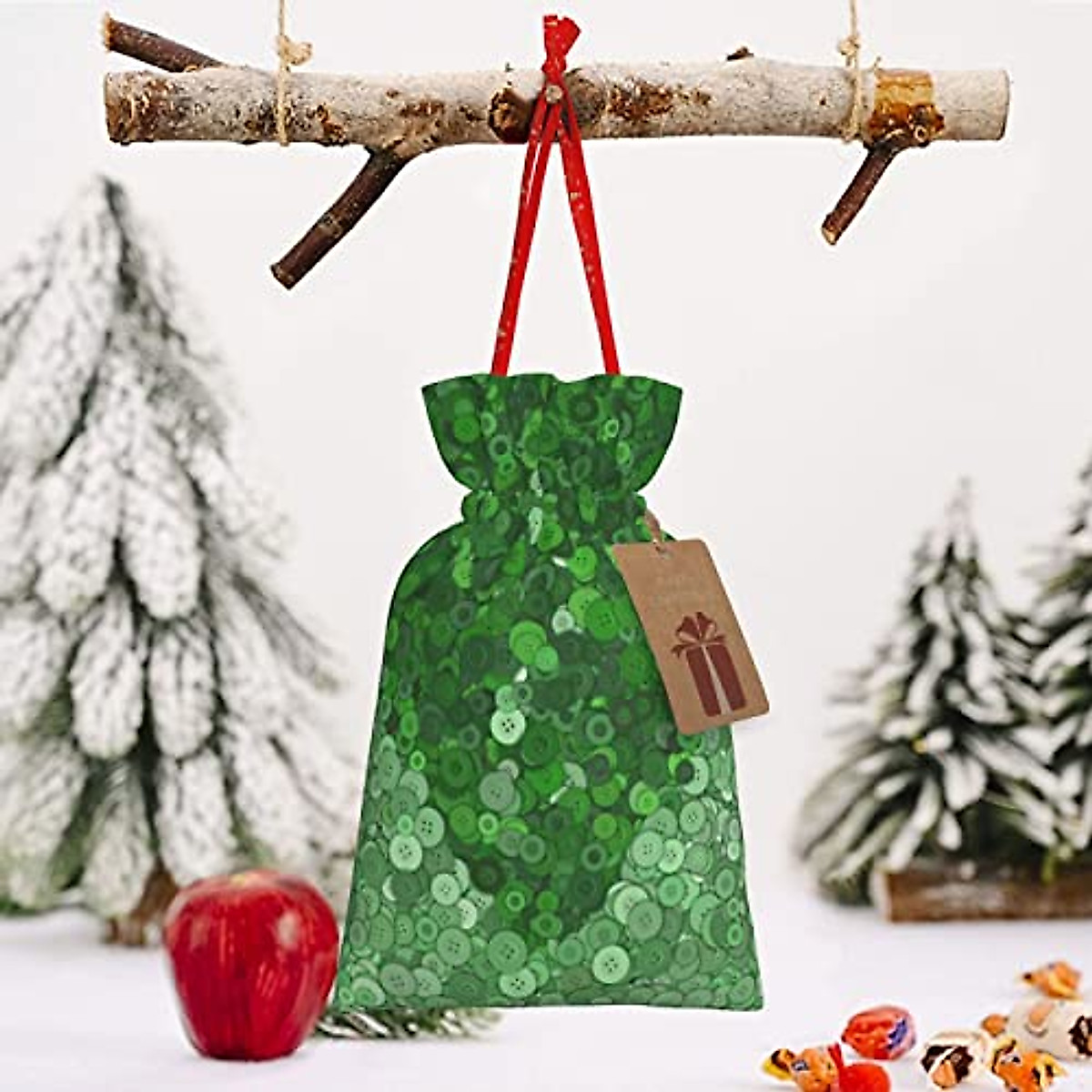 Drawstrings Christmas Gift Bags Button-Love-Heart Presents Wrapping Bags Xmas Gift Wrapping Sacks Pouches Medium