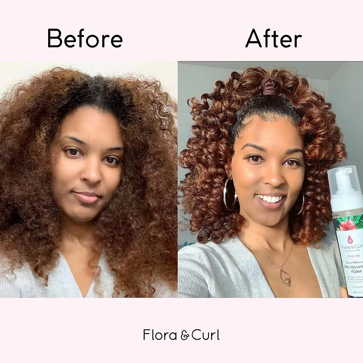 Flora & Curl Sweet Hibiscus Curl Volumizing Foam Botanical Volume Foam for Superior Body and Bounce 6.7 fluid-oz