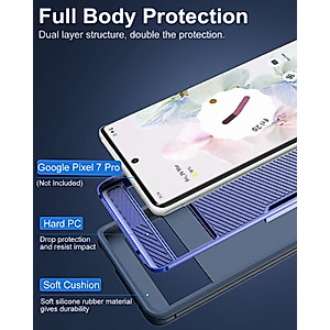 Dahkoiz for Google Pixel 7 Pro Case, with Dust-Proof Port Cover, Full Body Protection Rubber Protective Case for Google Pixel 7 Pro, Blue/Navy