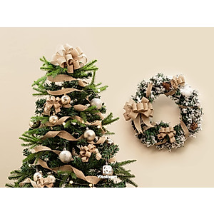 Vitalizart Burlap Ribbon Wired 1 Inch x 12 Yard Natural Burlap Fabric Jute Ribbon for Gift Wrapping Home Decor Wedding Decor Fall Decor Burlap Bows Flower Bouquet Christmas Tree