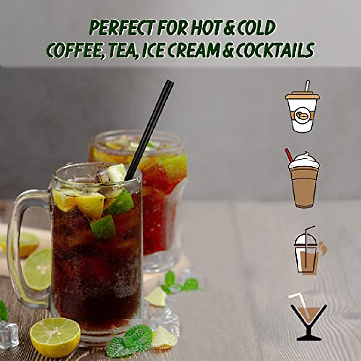 Party Bargains Disposable Coffee Stirrers 5", 360 Count, Black, Plastic Drink Stirrer Sticks, Cocktail Straws Bar Accessories, Hot Chocolate, Tea, Espresso Mixer, Cafes, Bistros, Hot Cold Beverages