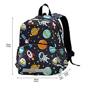 Planet Galaxy Childish Astronaut Toddler Backpack for Kids Boy Girls Age 3-6, Preschool Mini Backpack with Leash
