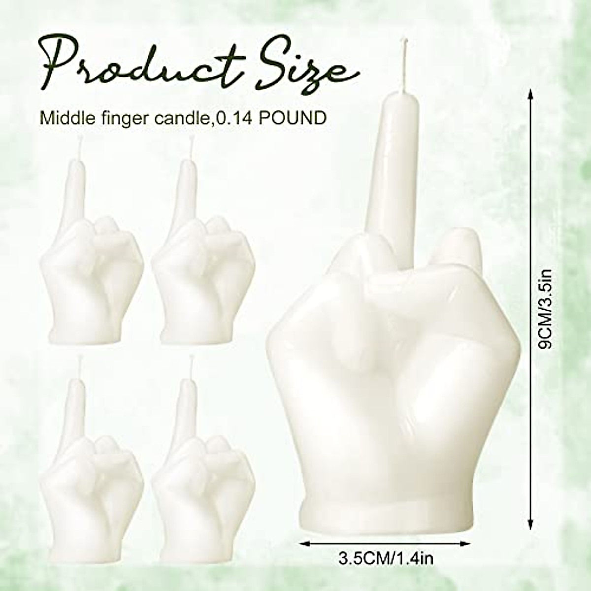 4 Pcs Middle Finger Candle Funky Hand Candles Cool Candles Trendy Aesthetic Candle Cute Hand Gesture Candles for House Office Room Bedroom Bathroom Home Decor Supplies (White)