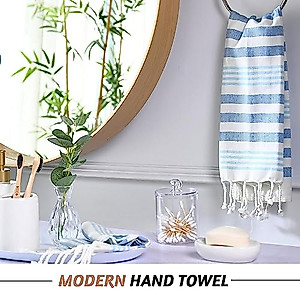 Folkulture Hand Towels for Bathroom, Set of 2 Decorative Hand Towels with Hanging Loop, 100% Cotton Turkish Hand Towels Set or Boho Hand Towels for Kitchen 16" x 30" Inches (Fiji - Aqua)