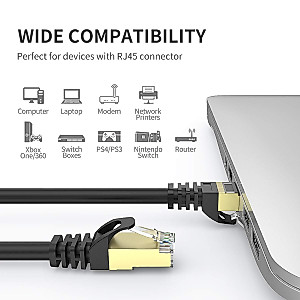 BIFALE Cat7 Ethernet Cable 100ft, Cat7 Outdoor Cable Triple shielding SSTP 10Gbps 600MHz Ethernet Patch Cable for Modem Router LAN RJ45, UV/Water Proof, Direct Burial, PE Jacket