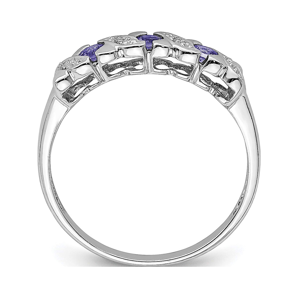Sterling Silver Rhodium Tanzanite & Diam. Ring - Jewelry By Sweet Pea