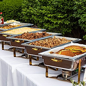 BIEAMA 2 Pack 9QT Chafing Dish with Half Size Food Pans, Stainless Steel Chafer Complete Set, Food Warmer