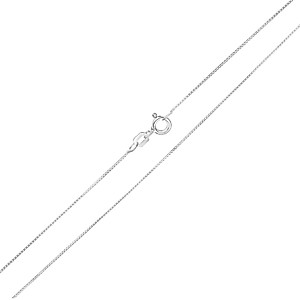 .925 Sterling Silver 0.7mm, 0.9mm, 1.1mm, 1.3mm, 1.5mm or 1.7mm Box Chain Necklace, Made In Italy (18, 0.7mm)