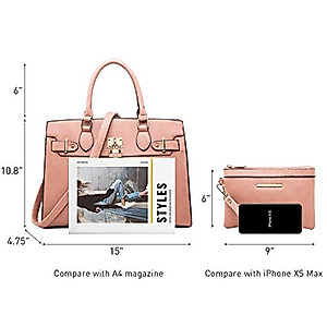 Women Purses and Handbags Ladies Large Tote Shoulder Bags Top handle Satchel with Pouch 2pcs (Pink)