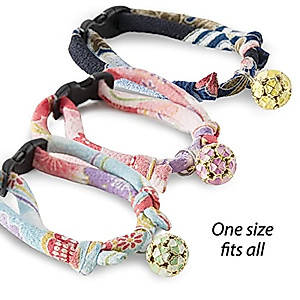 Necoichi Chirimen Cat Collar with Clover Bell (Pastel Pink)