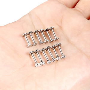 Vsnnsns 18G Threadless Push in Lip Rings Stainless Surgical Steel Labret Monroe Lip Rings Nail Cartilage Tragus Helix Earrings Studs Nose Ring Medusa Piercing Jewelry For Women Men 8MM 18 Gauge