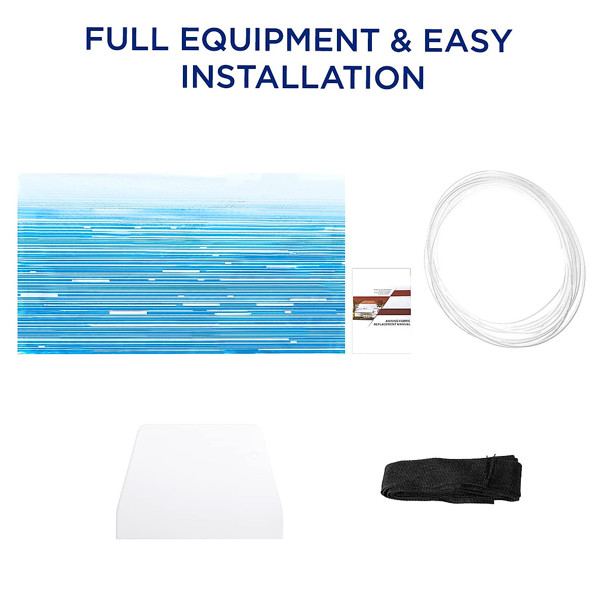 ATCWF RV Awning Fabric Replacement Blue Fade 16' (Fabric 15' 2") Weatherproof Universal Outdoor Canopy for RV,Trailer, Camper and Motorhome Awnings