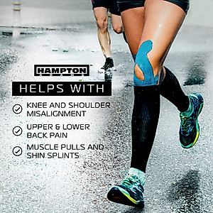 (135 Feet) Bulk Kinesiology Tape Waterproof Roll Sports Therapy Support for Knee, Muscle, Wrist, Shoulder, Back / Original Uncut Premium Therapeutic Elastic & Hypoallergenic Cotton - (Blue)