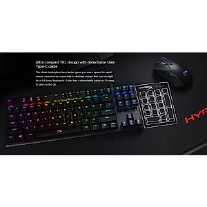 HyperX Alloy Origins Core Wired Gaming Mechanical Keyboard Compact Tenkeyless HyperX Red Switch with RGB Back Lighting for PC, PS5 PS4 Xbox Series X|S & Xbox One (Renewed)