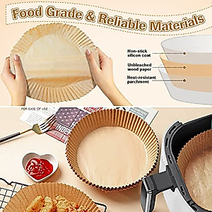 Woltechz 120 Pcs Air Fryer Liners, Air Fryer Disposable Paper liner, Parchment Paper Non-Stick, Oil-proof, Water-proof, Food Grade for Baking, Grilling, Cooking