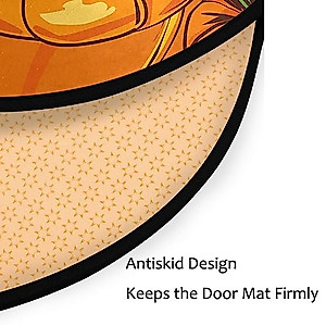 Abstract Pumpkins Pattern Area Rug Round 3ft Thanksgiving Harvest Circular Carpet Floor Mat Soft Non Skid for Living Room Dining Holiday Decor Seasonal Washable