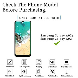 KATIN [2-Pack] For Samsung Galaxy A02S / Galaxy A02 Tempered Glass Screen Protector Anti Scratch, Bubble Free, Touch Sensitive, Easy to Install, Case Friendly