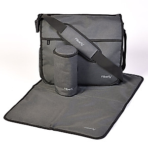 Filberry Messenger DIAPER BAG for DADS & MOMS to share baby care! - Top zipper for easy access - Large - Grey/Black – MEN love it!