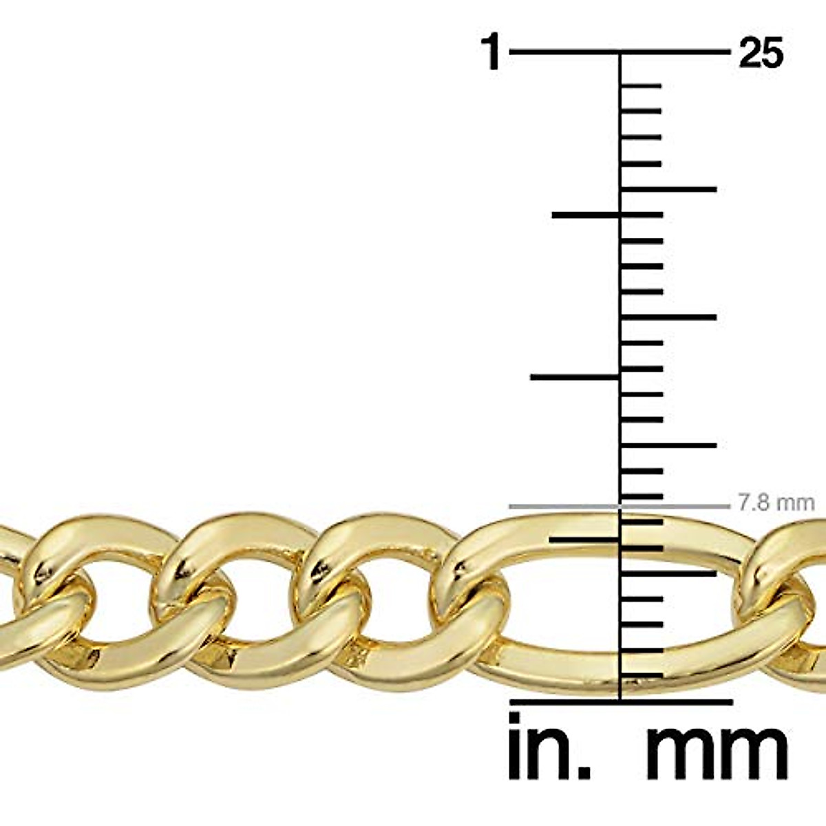 Kooljewelry 14k Yellow Gold Filled Solid Figaro Link Chain Necklace (7.8 mm, 24 inch)