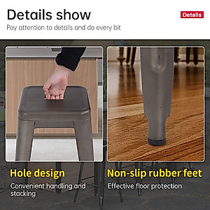 Vnewone Metal Bar Stools Set of 4 Counter Height Barstools Stackable Metal Chairs High Backless Dining Stool Bar Chair for Indoor Outdoor Patio Home Kitchen (24", Gun)