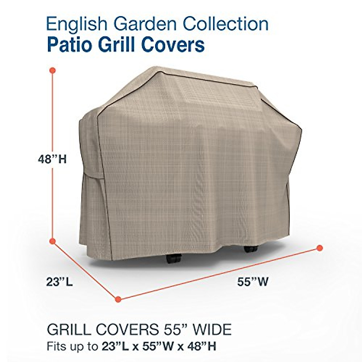 English Garden Grill Cover, Heavy Duty and Waterproof Grill Cover, Fits Grills 55" Wide