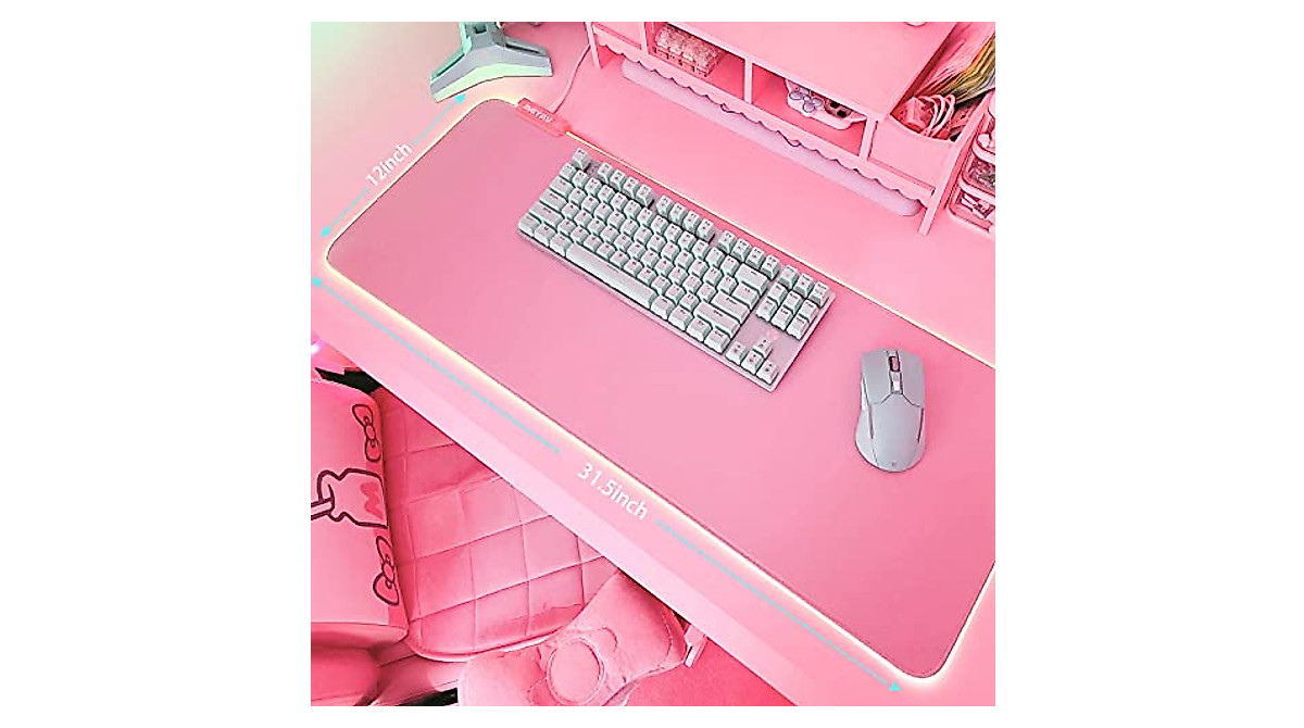 JMIYAV Pink RGB Gaming Mouse Pad - 31.5x12 Inch