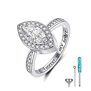 925 Sterling Silver Cremation Urn Ring (Size 10) for Women Holds Loved Ones Ashes - Memorial Keepsake Gifts for Mother