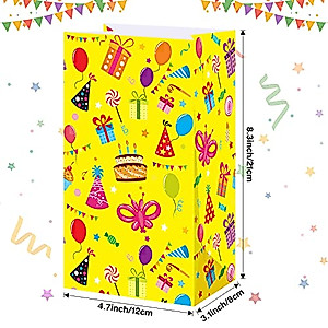 Pajean 28 Pieces Kids Birthday Party Favor Bags Birthday Goodie Bags Birthday Gift Bags Colorful Paper Treat Bags for Candy Snacks Favors Kids Birthday Baby Shower Anniversaries Supplies