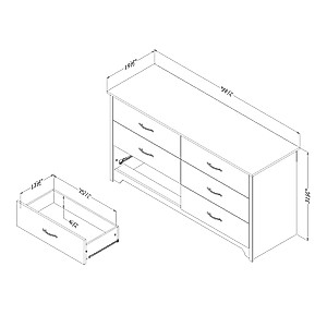 South Shore Fusion 6-Drawer Dresser, Bleached Oak