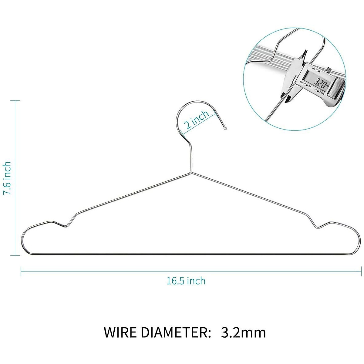 Wire Hangers 50 Pack Coat Hangers Strong Heavy Duty Metal Hangers 16.5 Inch Ultra Thin Space Saving Clothes Hangers by TIMMY