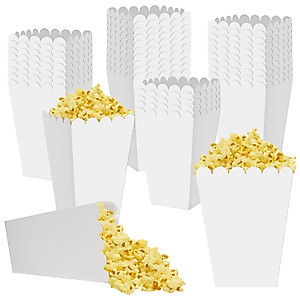 36 Pcs White Popcorn Boxes 2.2 x 4.2 x 3 inch Mini Popcorn Boxes for Movie Decorations Cardboard Popcorn Container for Party Disposable Snack Popcorn Bags