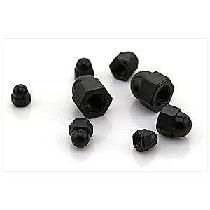 MroMax Acorn Hex Cap Nuts M3 Dome Cap Head Nuts Nylon Hexagon Decorative Crown Cap Locknuts Fasteners for Screws Bolts Black Tone 10Pcs