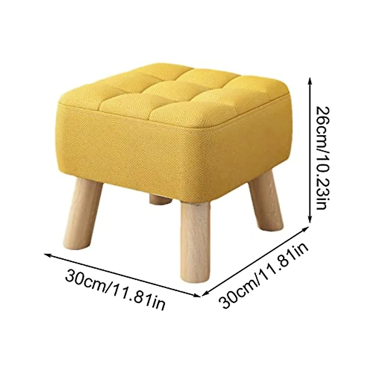 BAABJI Low Stool - Solid Living Room Stool | Wood Milking Stool Widely Use for Building Blocks Reading Books and Drawing Painting Makeup Footstool,Yellow