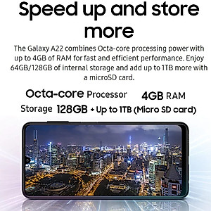 Samsung Galaxy A22 4G LTE (NOT 5G) 6.4" HD+ Quad Camera 5000mAh Battery, Dual Sim GSM Unlocked Global 4G Volte (NOT VERIZON/Boost) International Model A255M (Black, 128GB+4GB)