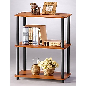 Furinno Turn-N-Tube 3-Tier Compact Multipurpose Shelf Display Rack, Light Cherry