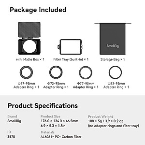 Bundle：SmallRig AD-01 Video Tripod + SmallRig Mini Matte Box Lite