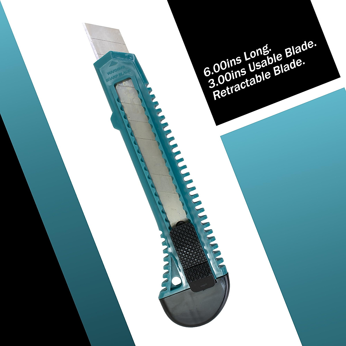MotoProducts 600 Bulk Turquoise Retractable Utility Knife Wholesale 6 inch Manual Lock Box Cutter Snap Off Blade