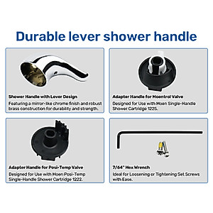 Replacement for 100657 Moen Tub/Shower Lever Handle,Compatible with Moen Posi-Temp Valve Systems,Compatible with Moentrol Valve,Single Handle Faucets for Adjust Water Volume and Temperature ﻿,Chrome