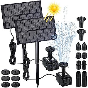 Retisee 2 Packs Solar Birdbath Fountain Pump Kit with 6 Nozzles 1.5W Solar Power Water Fountain for Bird Bath 160l/h Submersible Solar Floating Pump with Solar Panel for Bird Bath Pond Garden Fish