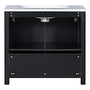 LUMISOL 36" Bathroom Vanity with Sink, Single Bathroom Storage Cabinet with Soft Closing Doors & Adjustable Shelf, Modern Bathroom Vanity with Undermount Basin, Solid Wood Frame, Espresso