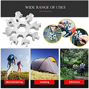 2PCS 18-in-1 Snowflake Multi Tool, Stainless Steel Snowflake Bottle Opener/Flat Phillips Screwdriver Kit/Wrench, Durable and Portable to Take, Great Christmas gift(Silver Black)