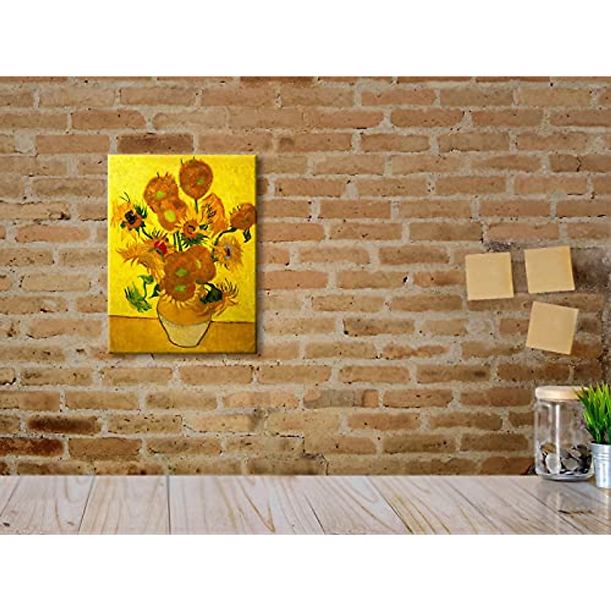 Wieco Art Abstract Flowers Giclee Canvas Prints Wall Art Vase with Fifteen Sunflowers by Van Gogh Classic Oil Paintings Reproduction for Home Decor Modern Stretched and Framed Floral Picture Artwork
