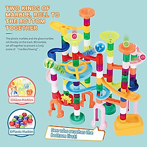 Marble Run, 135pcs Marble Maze Game Construction Building Toys for Kids, Marble Track Race Set STEM Learning Toys Gift for Boys Girls 3 4 5 6 7 8 9 10+