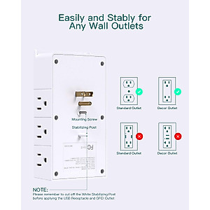 Multi Plug Outlet - Addtam Surge Protector Wall Mount with 12 Outlet Extender- 3 Sides and 3 USB Ports (1 USB-C), Outlet Splitter Power Strip for Home, Office, Hotel, White