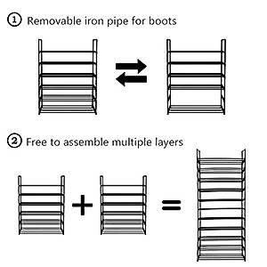 INGIORDAR Shoe Rack 6 Tier Metal Stackable Organizer Storage Shelf Hold 30-36 Pairs for Closet Entryway Bedroom, Black…