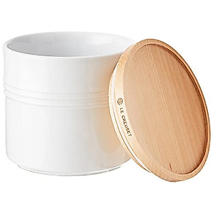 Le Creuset Stoneware Canister with Wood Lid, 1.5 qt. (5.5" diameter), White