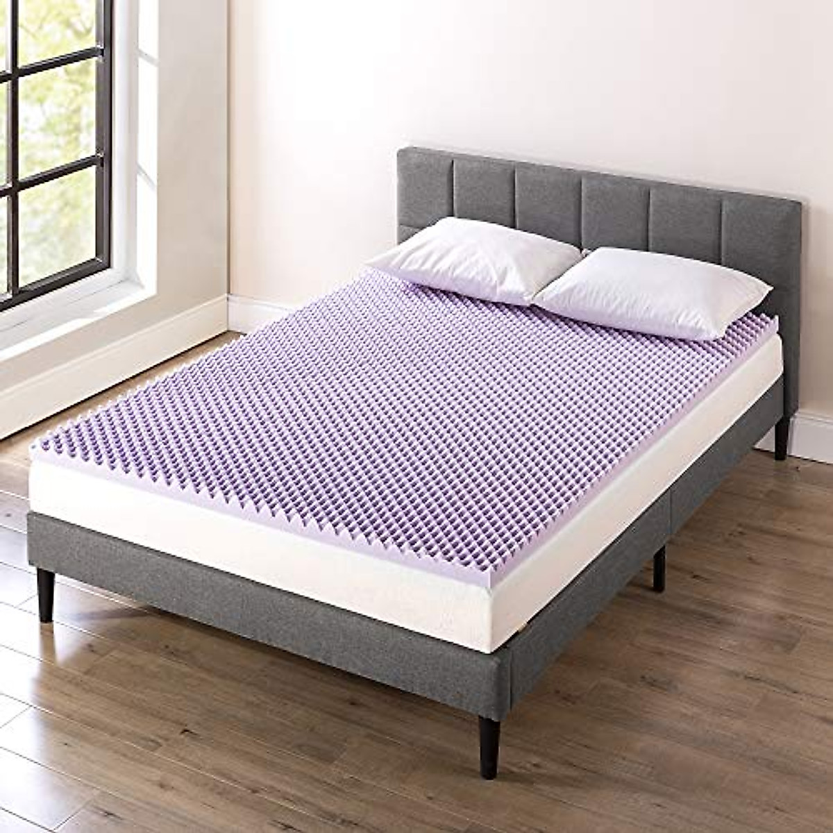 Best Price Mattress 2 Inch Egg Crate Memory Foam Mattress Topper with Soothing Lavender Infusion, CertiPUR-US Certified, Queen