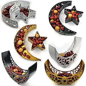 Crescent Moon Star Tray Ramadan Eid Mubarak Trays Platters,Pastry Tray Tableware Dessert Food Storage Container Display Holder for Party (A1)
